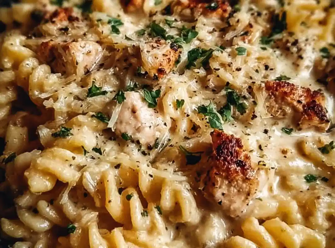 The Best Crockpot Garlic Parmesan Chicken Pasta Recipe